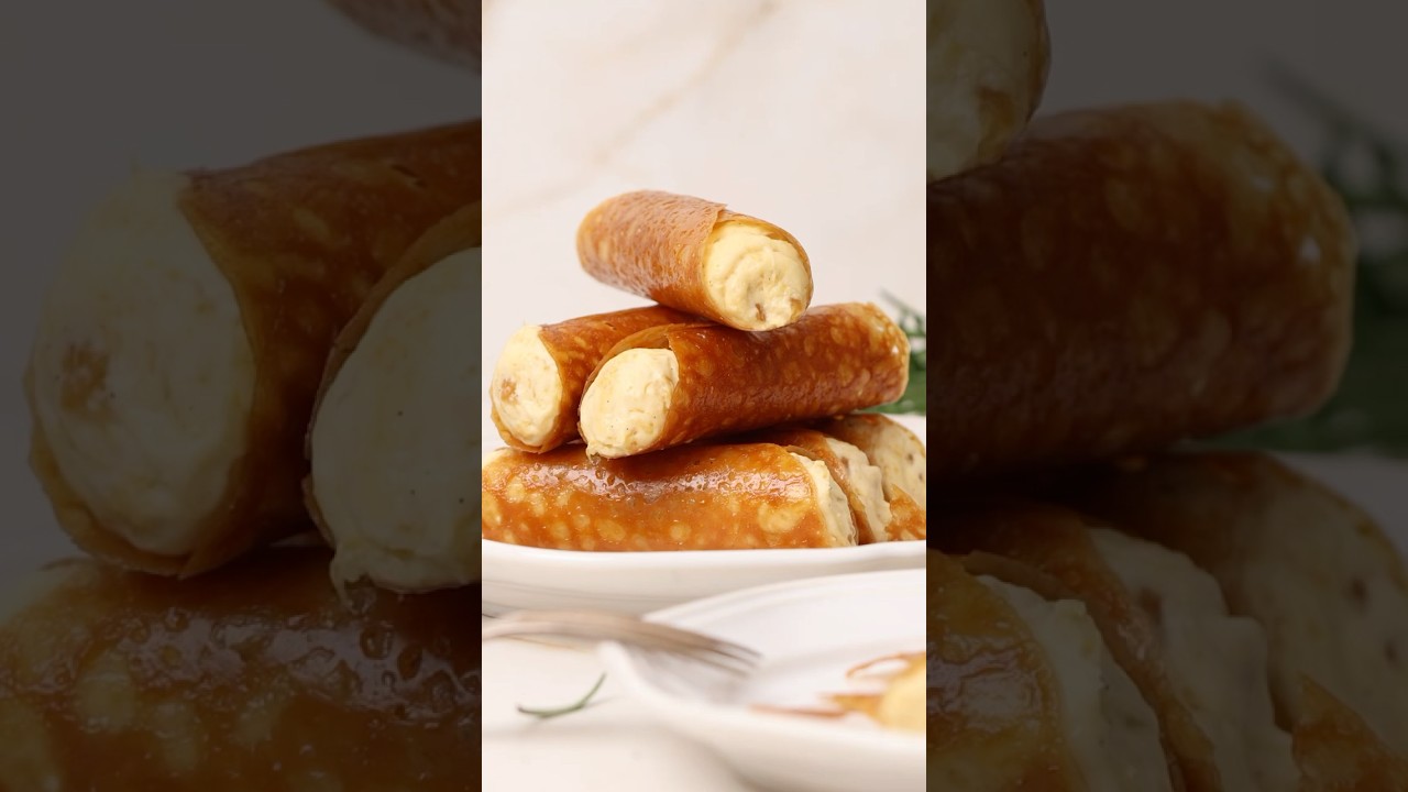 Golden Brandy Snap Cannoli With Pineapple Mascarpone! 😍